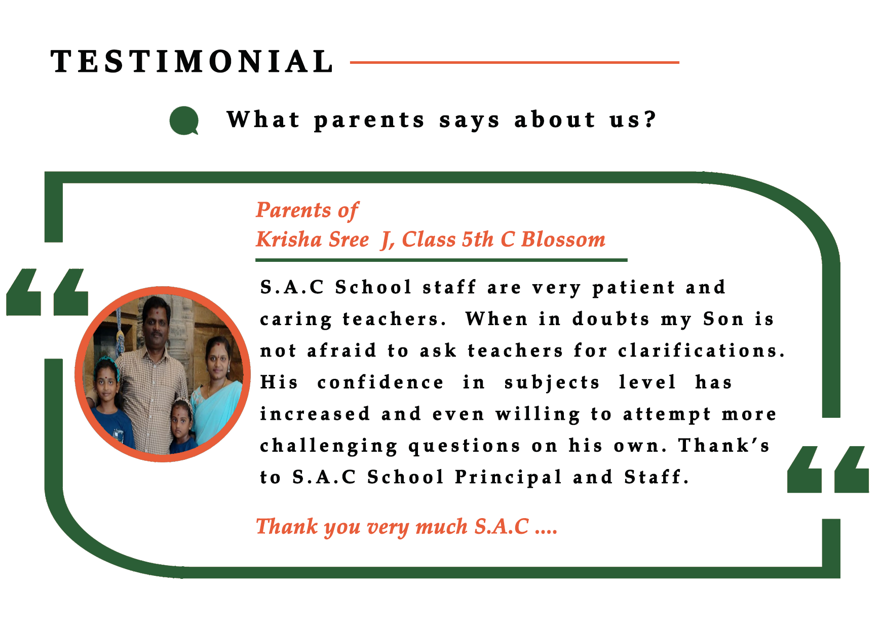 Parents Review – Sri Aurobindo Centenary School